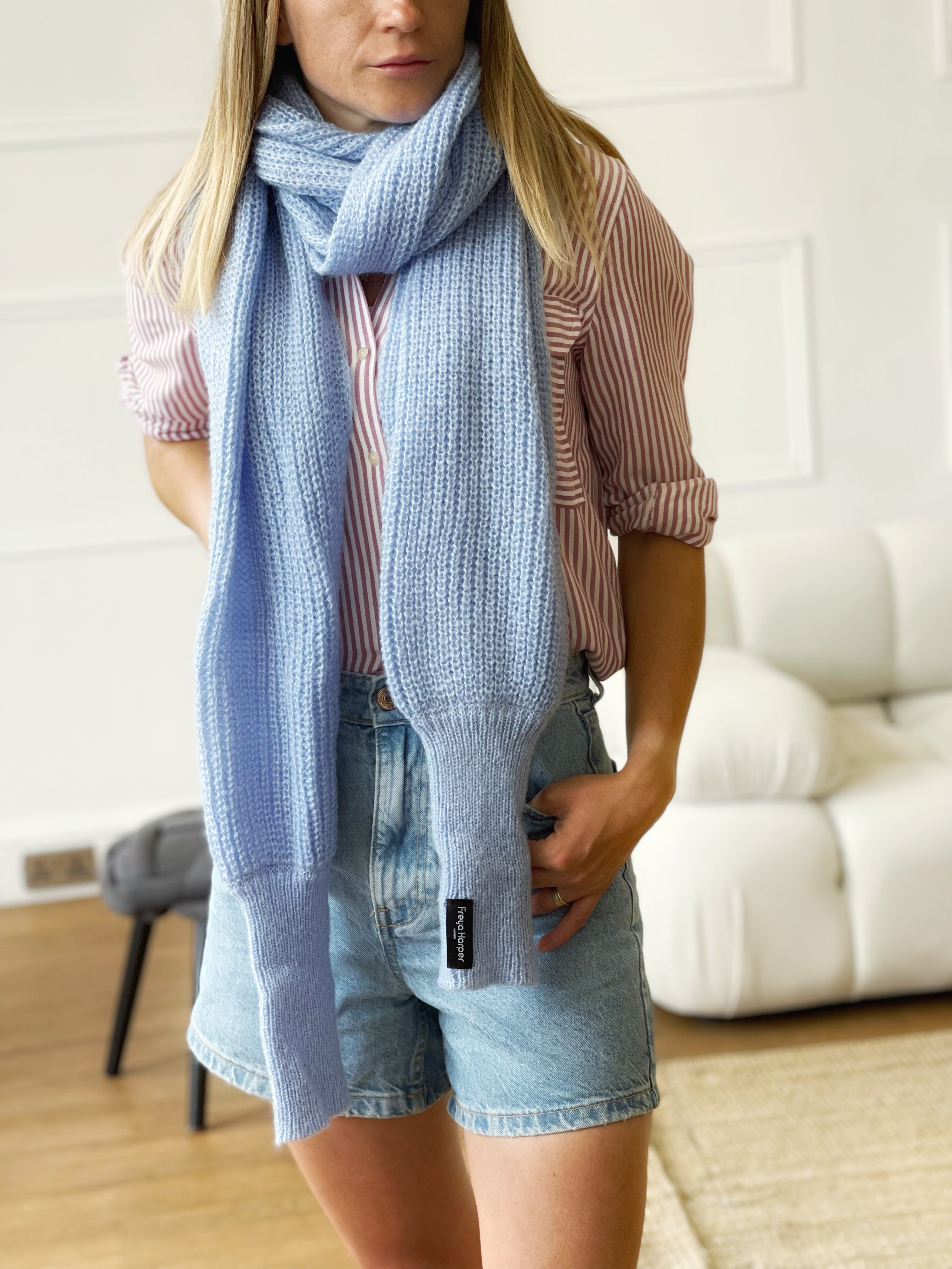 Soft brushed scarf - Sky blue – freya harper